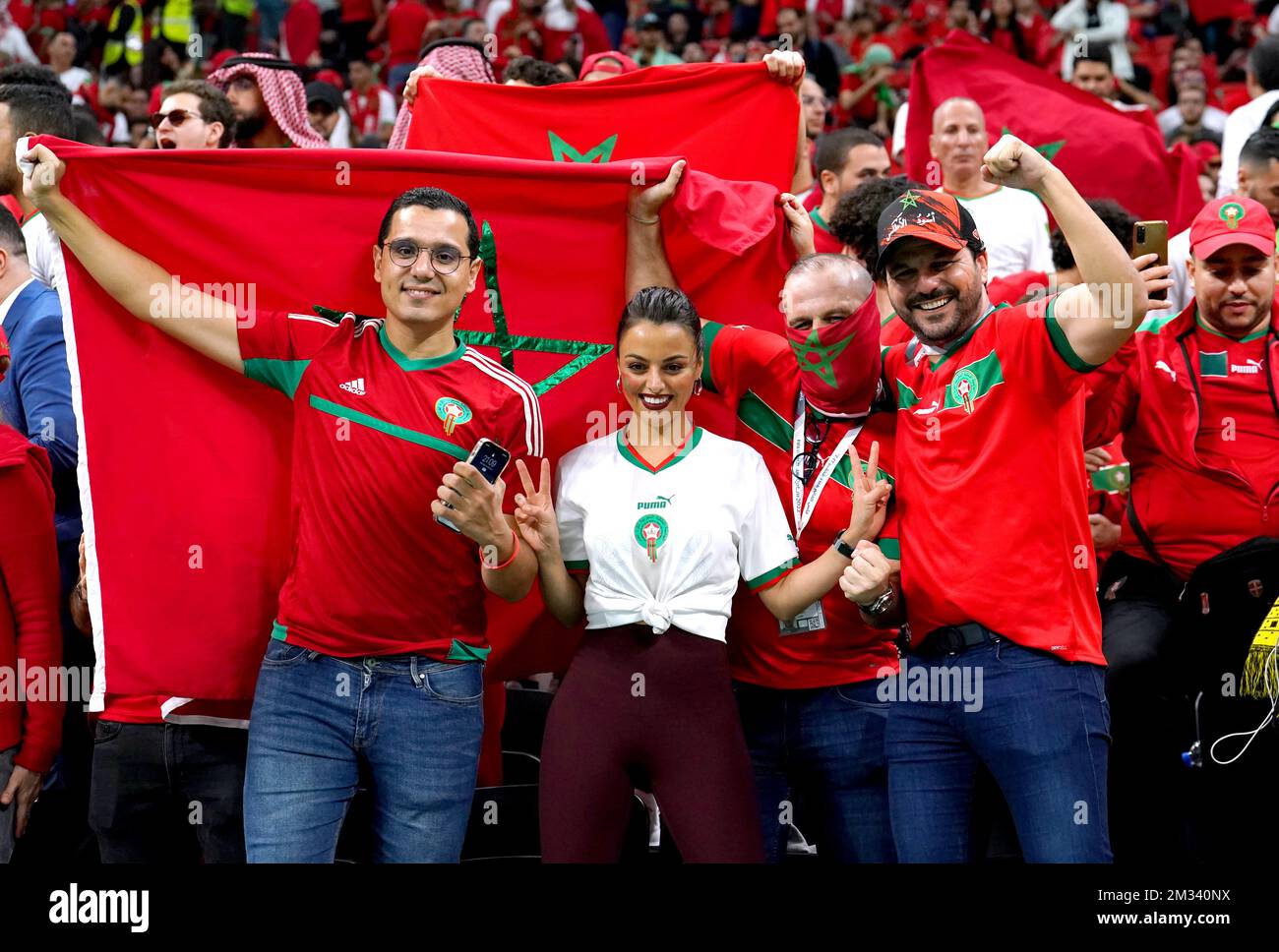 Morocco fans in the stands ahead of the FIFA World Cup Semi-Final match ...