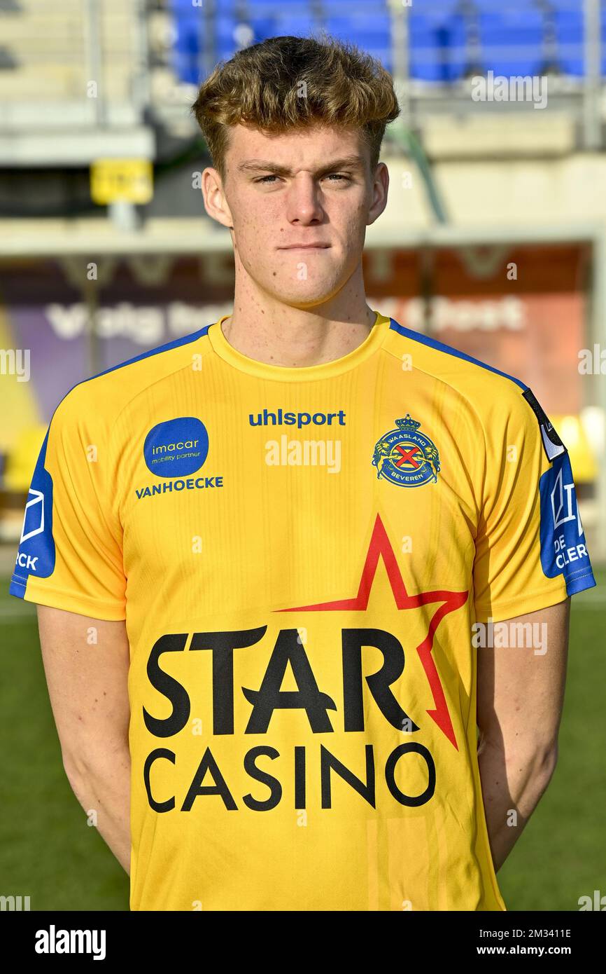 Waasland-Beveren's Brendan Schoonbaert poses for the photographer, in ...