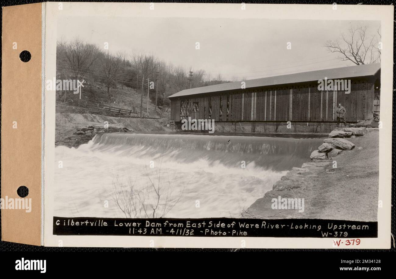 Gilbertville lower dam from east side of Ware River, looking upstream ...