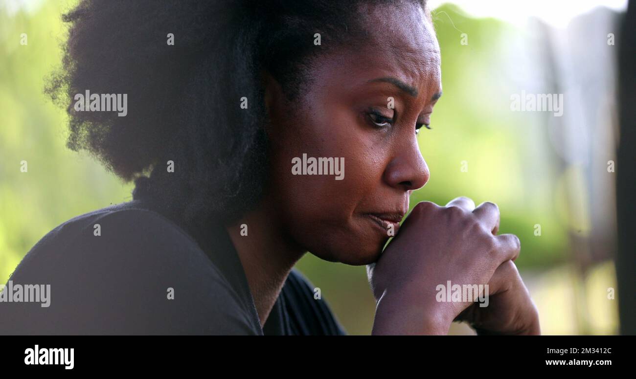 Worried depressed African woman feeling despair and confusion-1 Stock ...