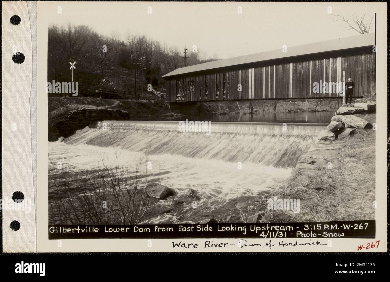 Gilbertville lower dam from east side looking upstream, Ware River ...