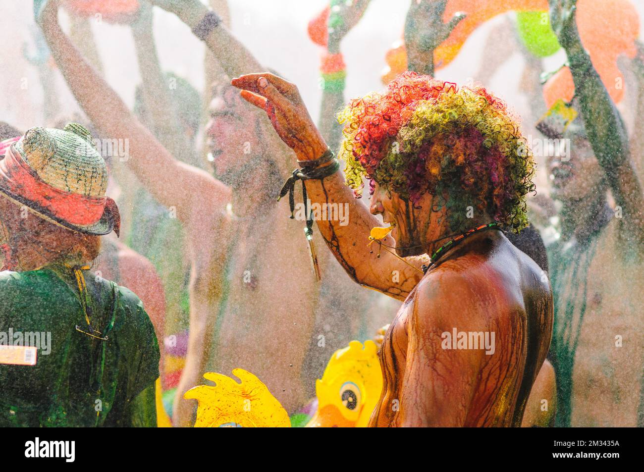 POPOVKA UKRAINE, AUGUST 6, 2013. Young people having fun at the ...