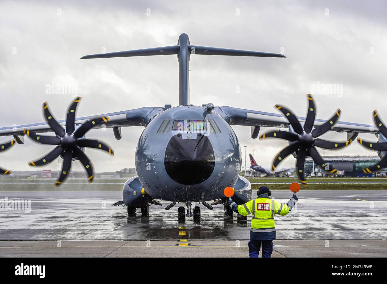 Illustration picture shows the arrival of an A400M transport airplane ...