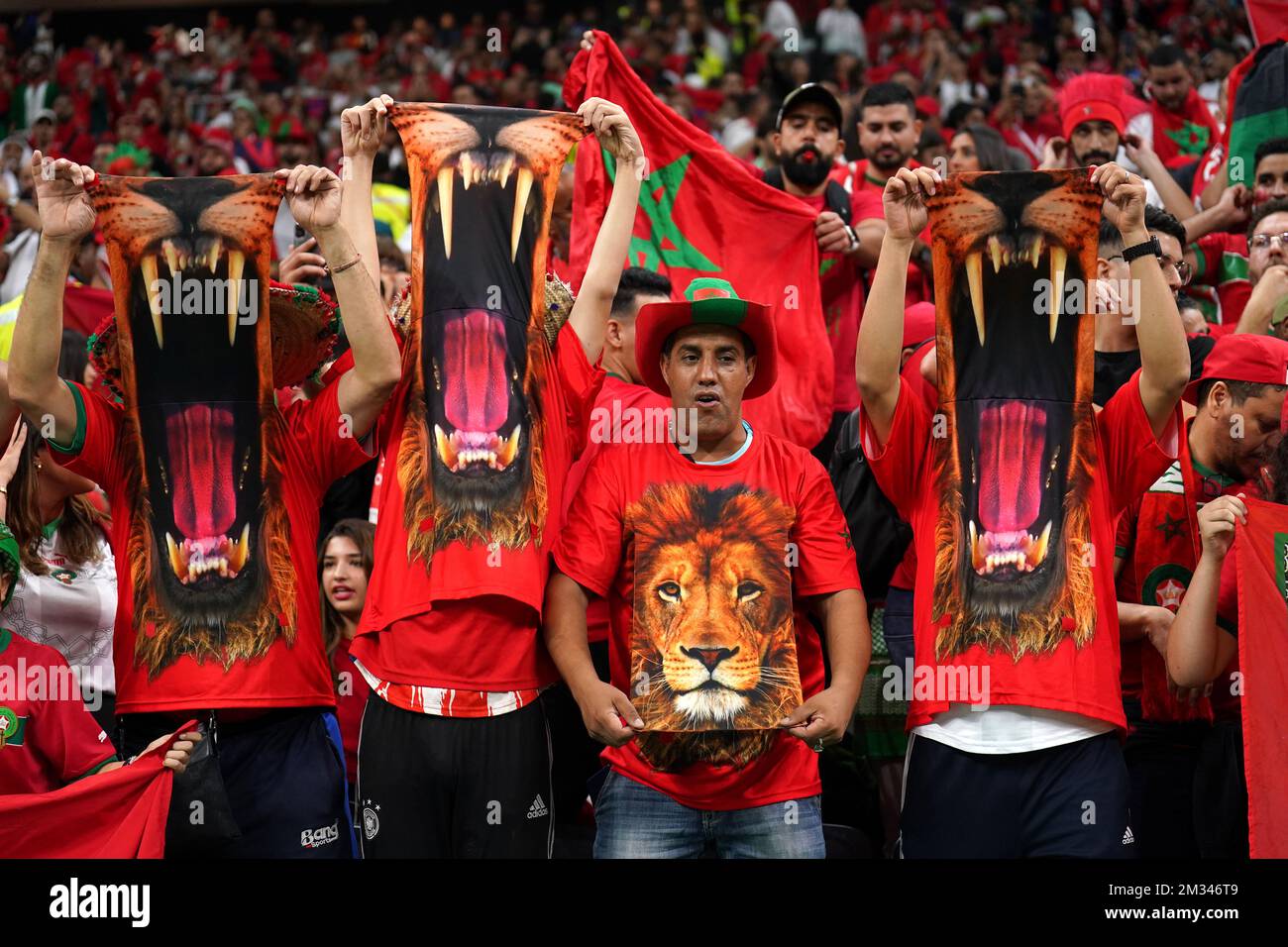 Morocco fans ahead of the FIFA World Cup Semi-Final match at the Al ...