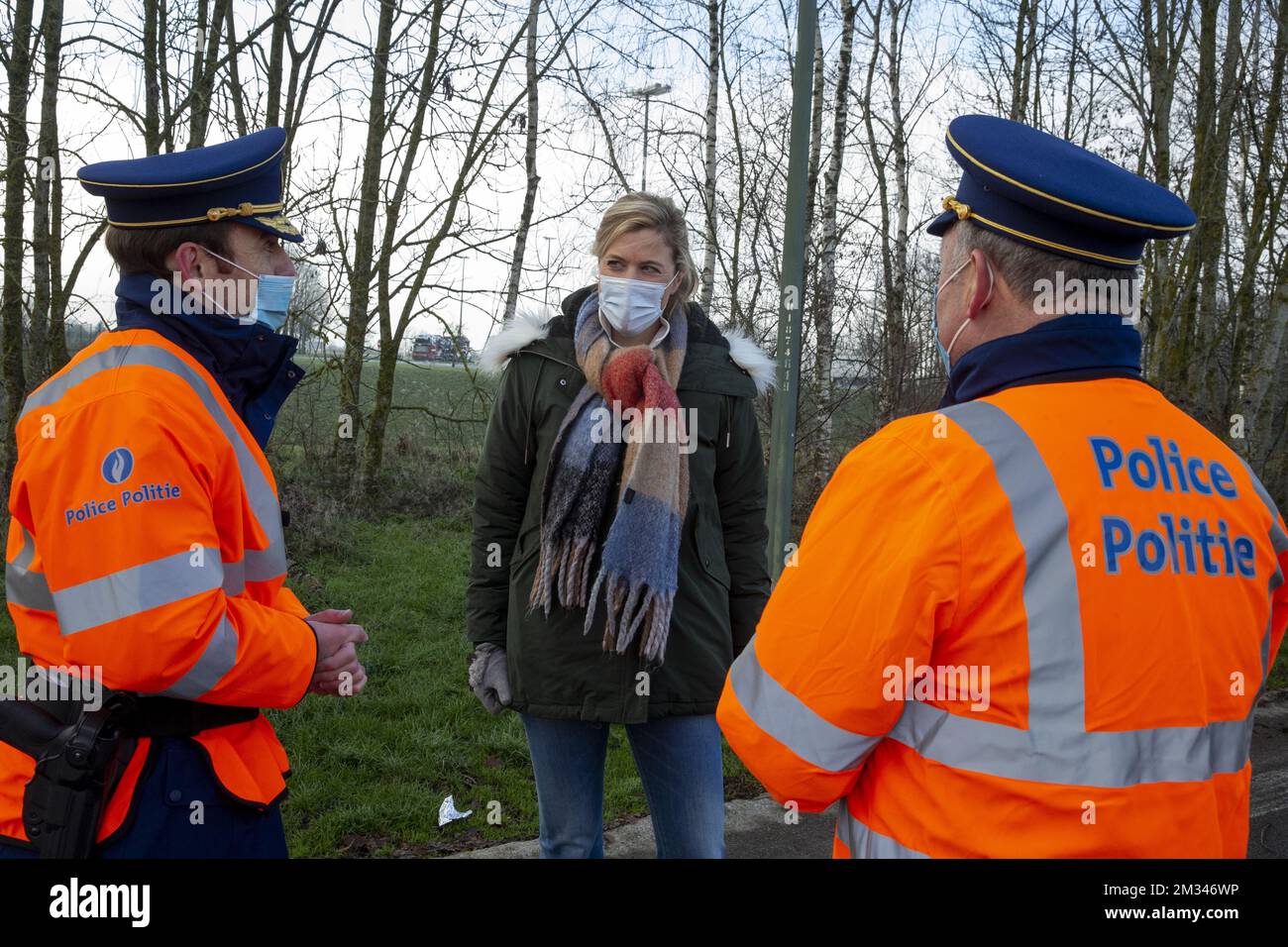 Interior Minister Annelies Verlinden pictured at a police control on ...