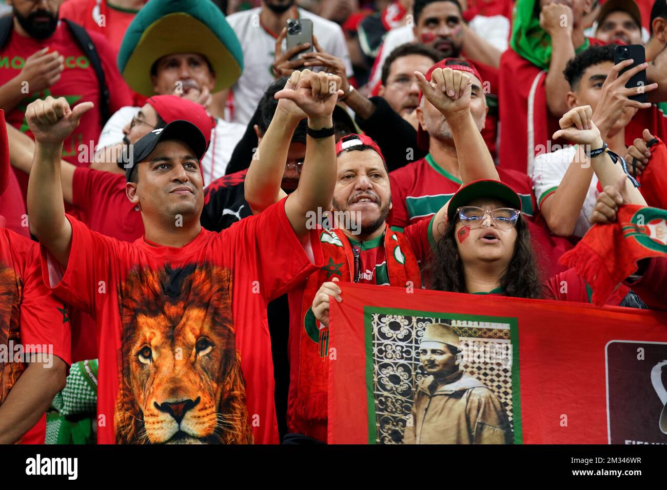 Morocco fans ahead of the FIFA World Cup Semi-Final match at the Al ...