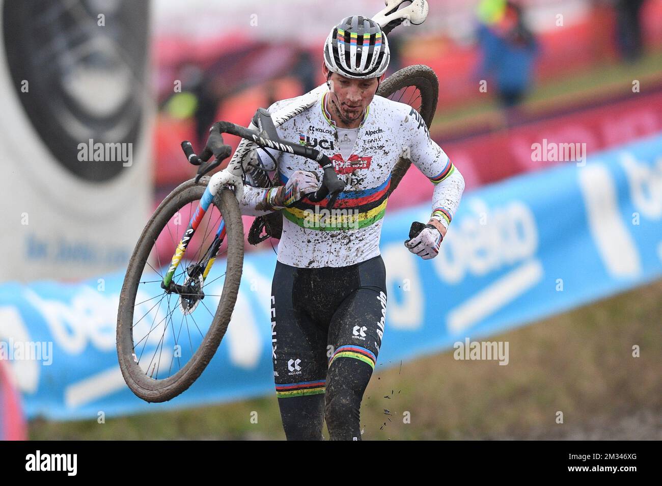Dutch Mathieu Van Der Poel pictured in action during the men's elite ...