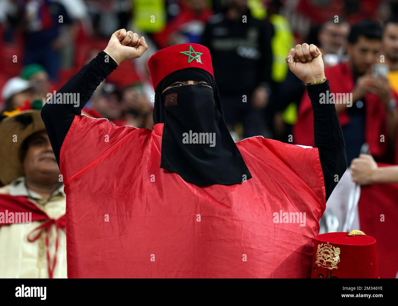 A Morocco fan ahead of the FIFA World Cup Semi-Final match at the Al ...