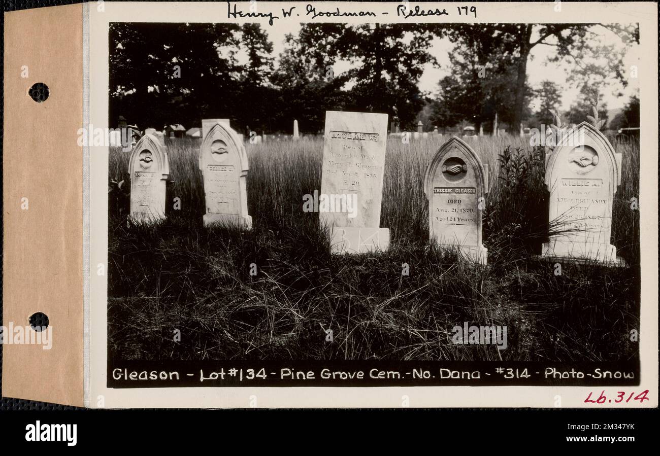 Gleason, Pine Grove Cemetery, lot 134, North Dana, Mass., ca. 1928-1929 ...