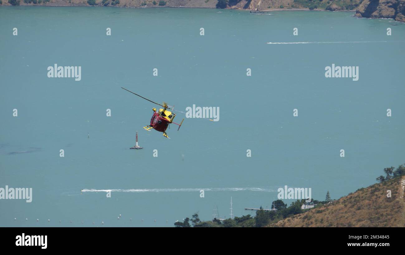 EMS Helicopter Banking in Flight Stock Photo - Alamy