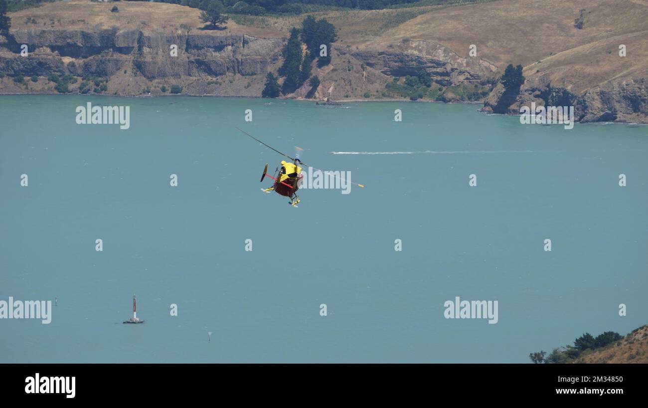 EMS Helicopter Banking in Flight Stock Photo - Alamy