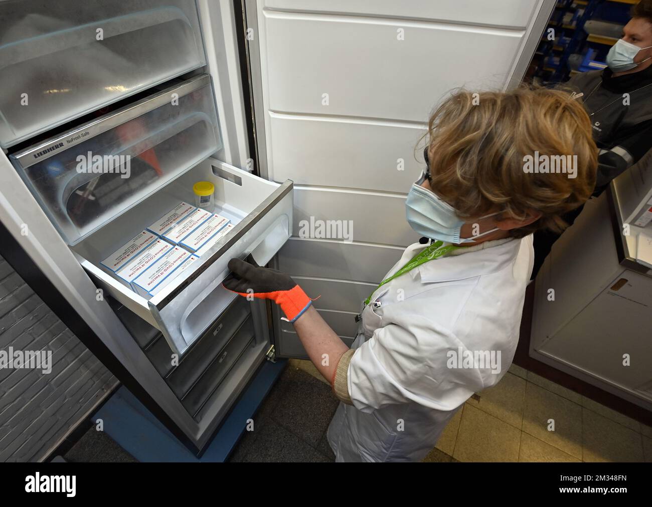 Illustration picture shows vaccines in a freezer after the delivery of ...
