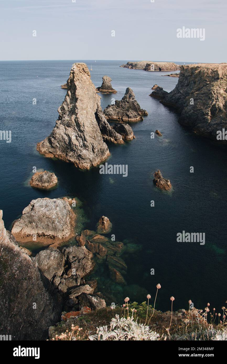 The famous places of the island Belle Ile en Mer, Needles of Port-Coton ...
