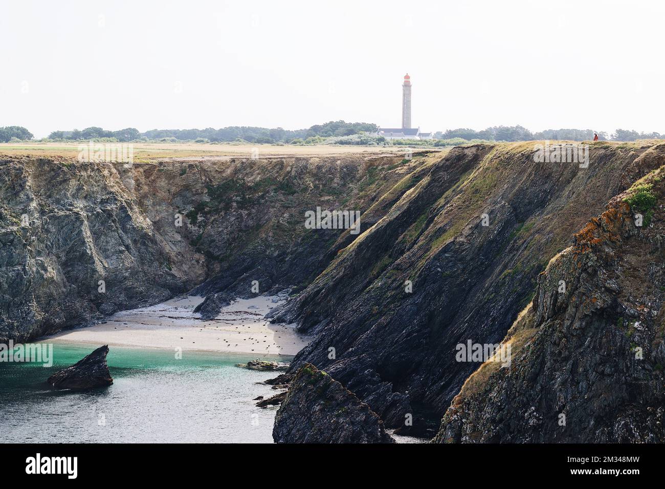 The Goulphar lighthouse of the famous Belle Ile en Mer island in France ...