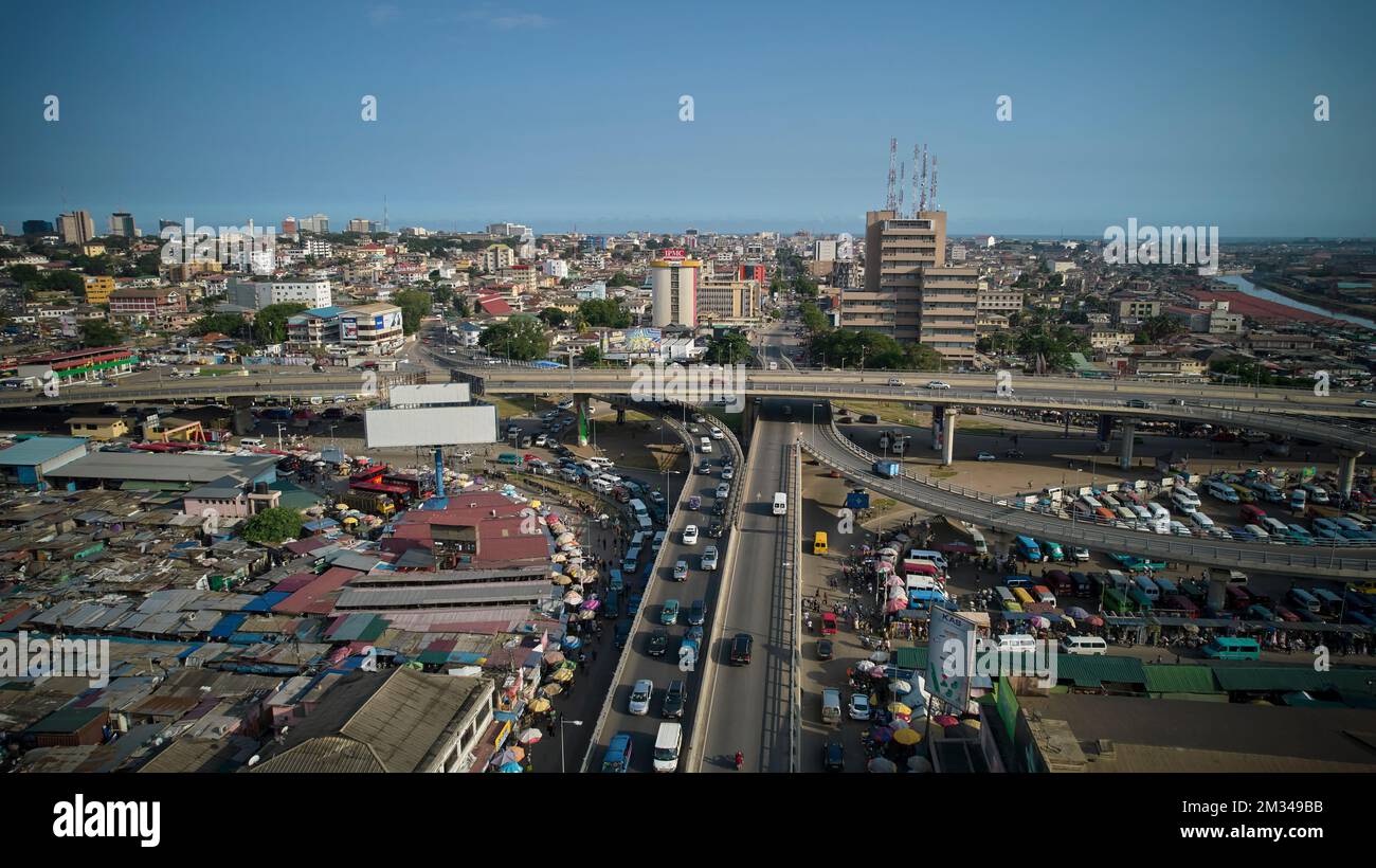 The Nkrumah circle interchange in Ghana Stock Photo - Alamy