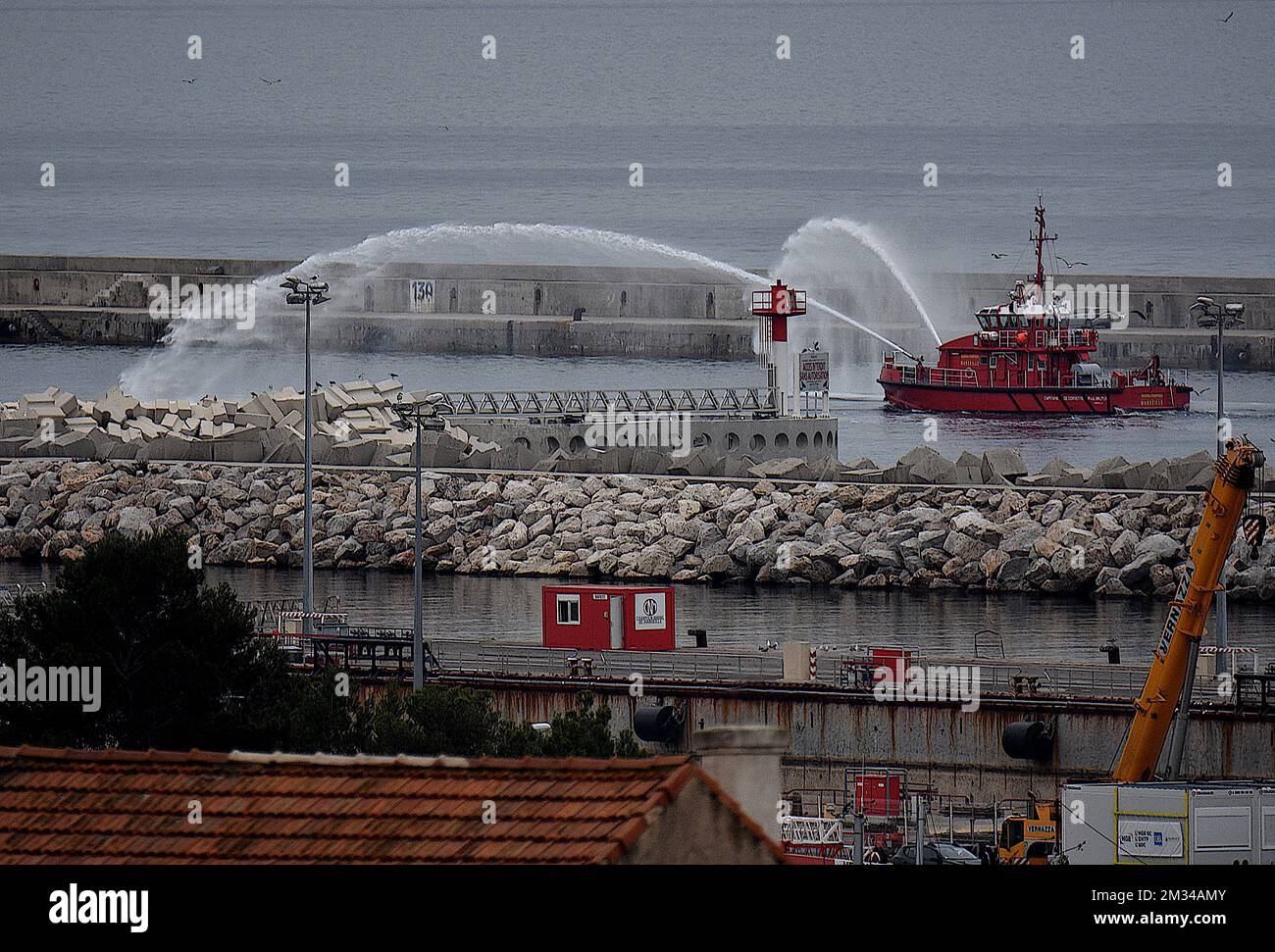The fireboat Capitaine de Corvette Paul Brutus of the Battalion of ...