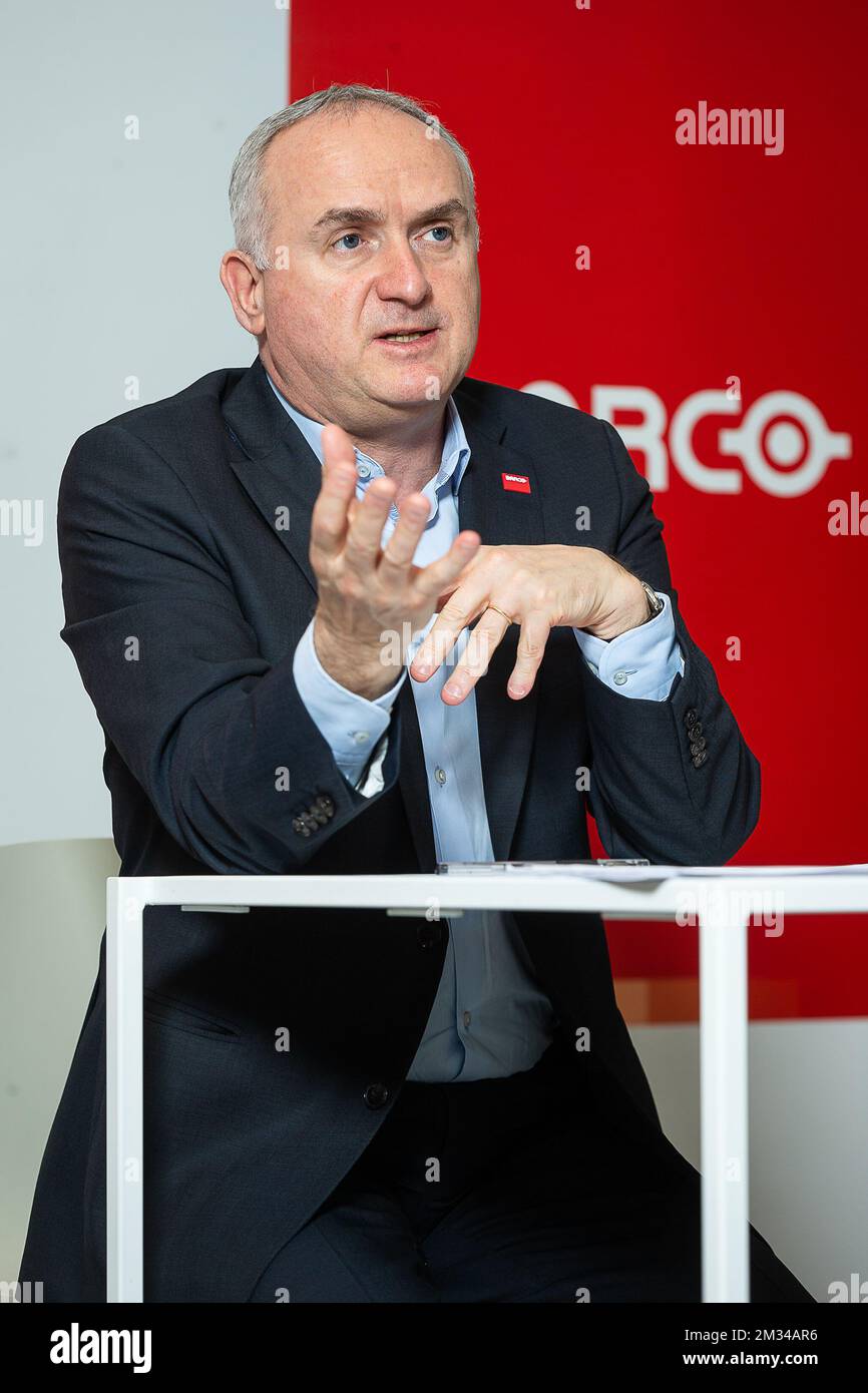 Barco CEO Jan De Witte pictured during a press conference regarding the ...