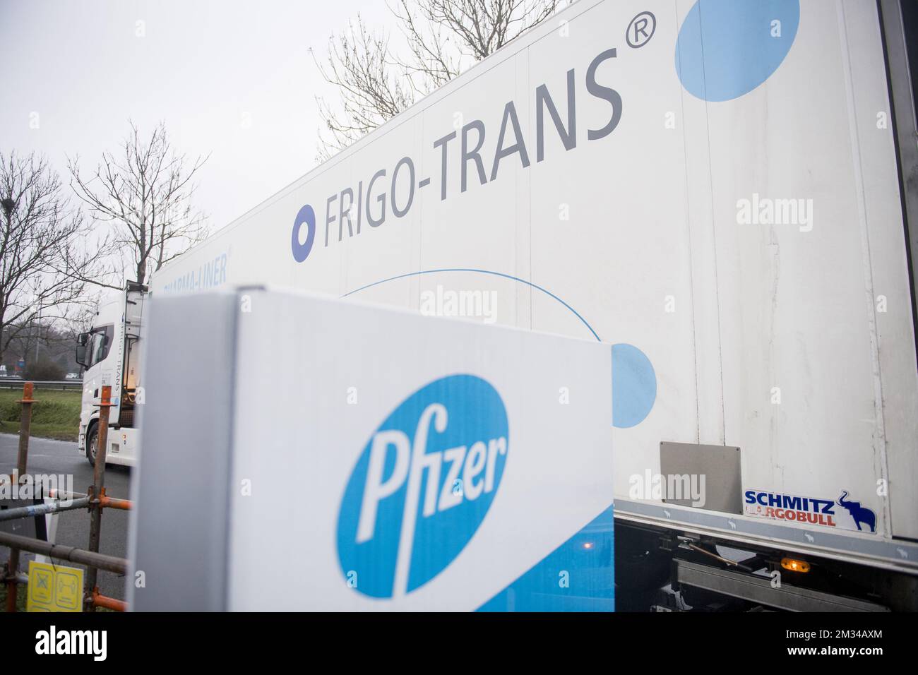 Illustration picture shows a German truck of Pharma-Liner at the Pfizer ...