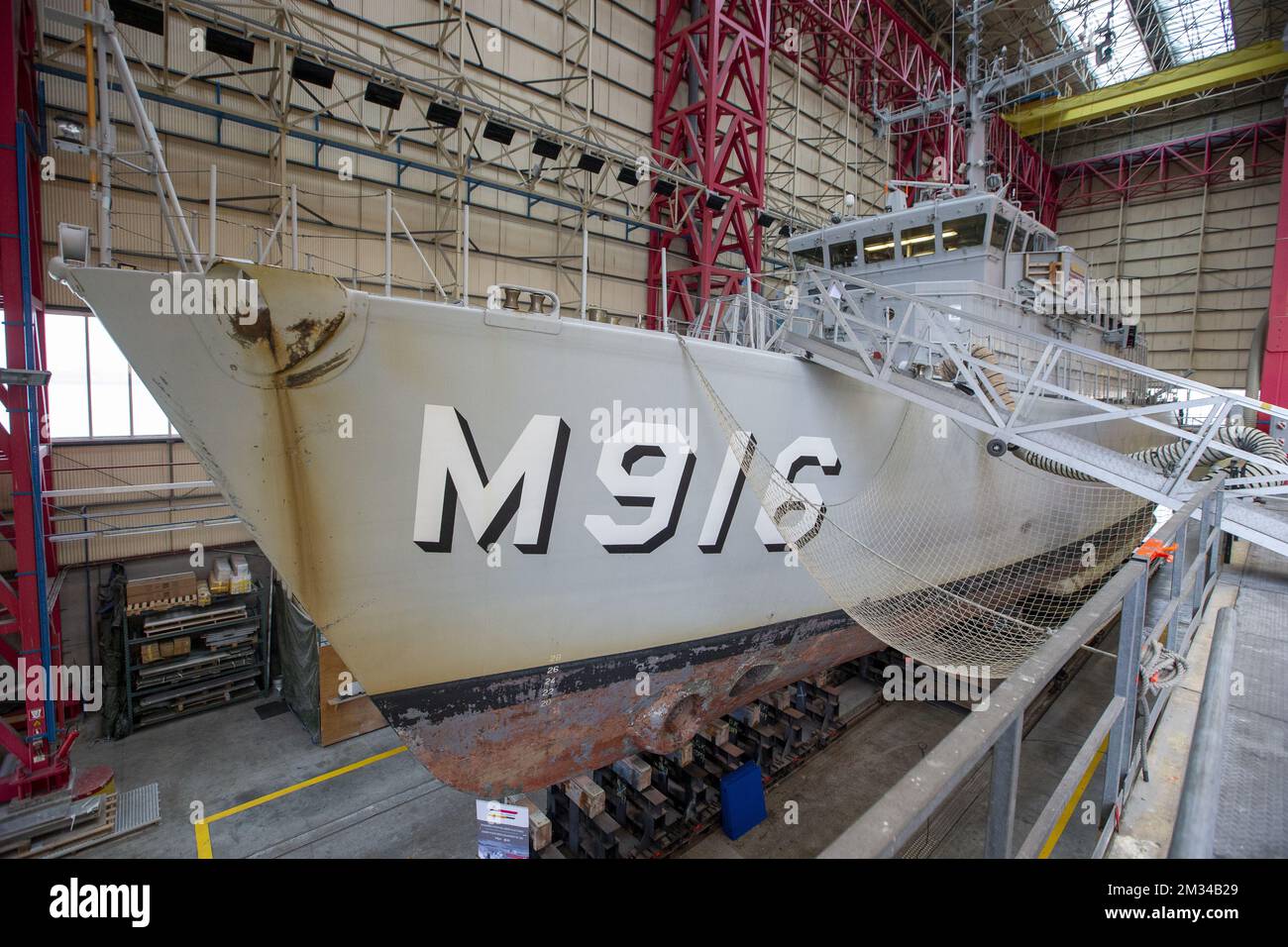 A military ship pictured during a visit of Belgian Defence Minister to ...