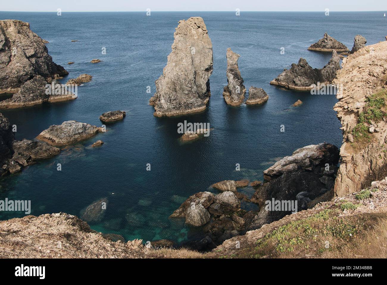 The famous places of the island Belle Ile en Mer, Needles of Port-Coton ...