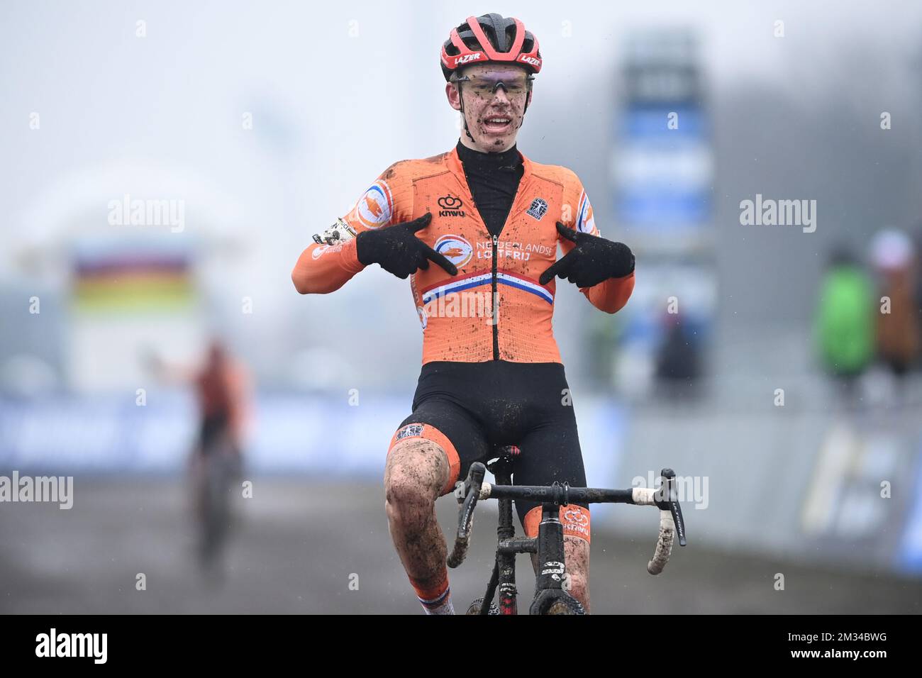 Dutch Pim Ronhaar celebrates as he crosses the finish line to win the ...