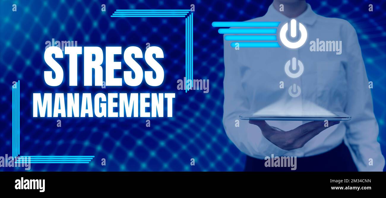 Text caption presenting Stress Management. Business idea learning ways ...