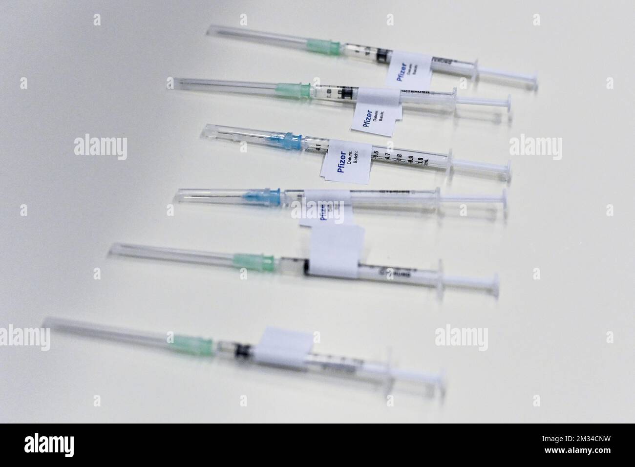 Illustration picture showing a mock up of vaccine injection needles at ...