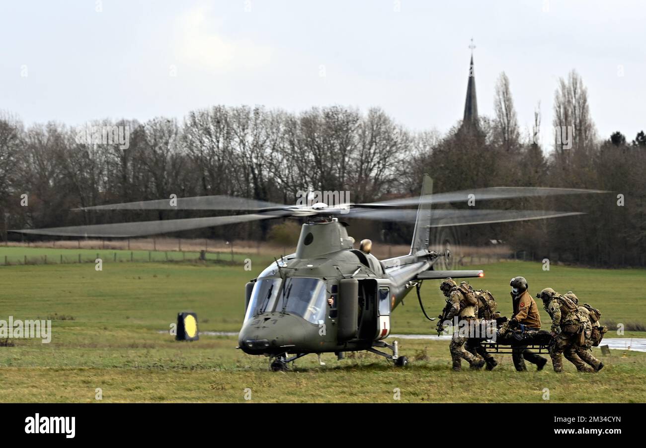 Illustration picture shows the Agusta helicopter and soldiers in action ...