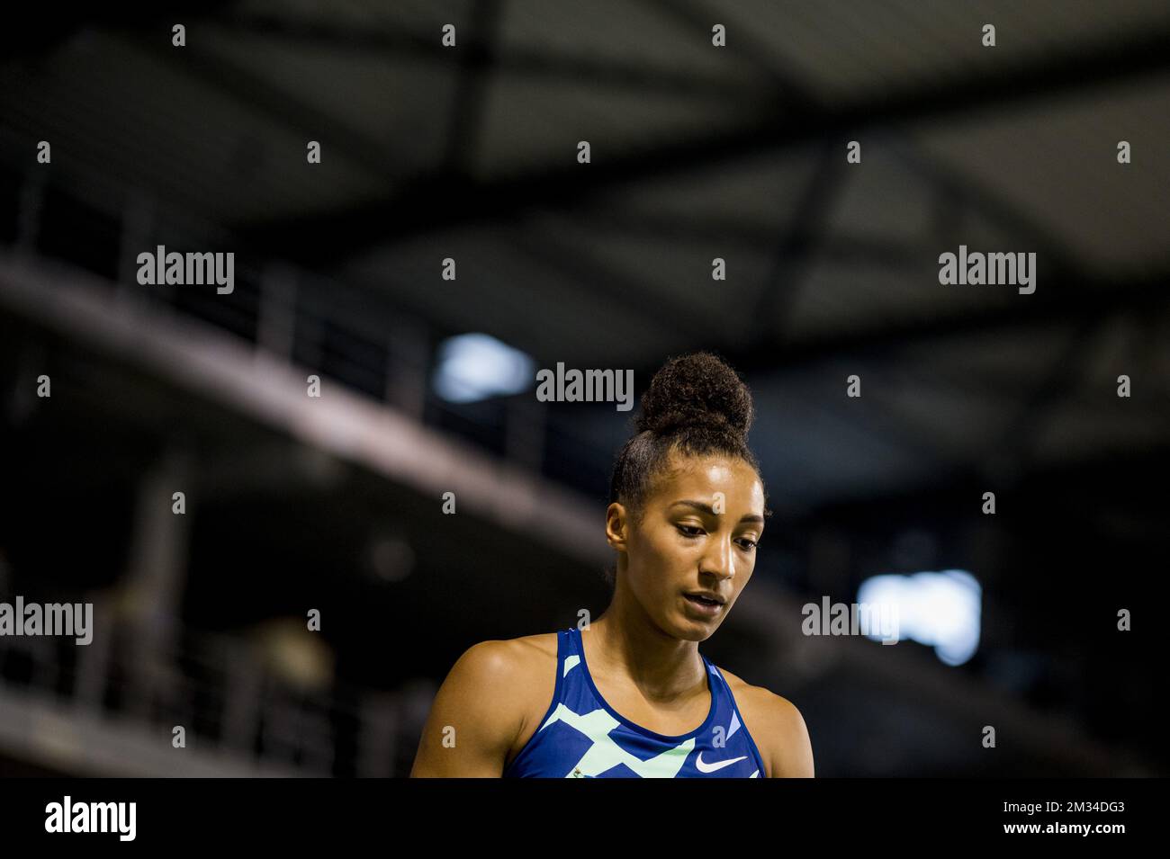 Belgian Nafissatou Nafi Thiam pictured after a sixty meters hurdles ...
