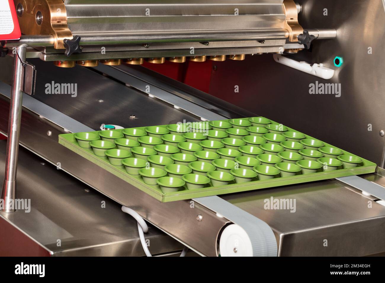 Stainless steel conveyor for batch production and distribution of ...