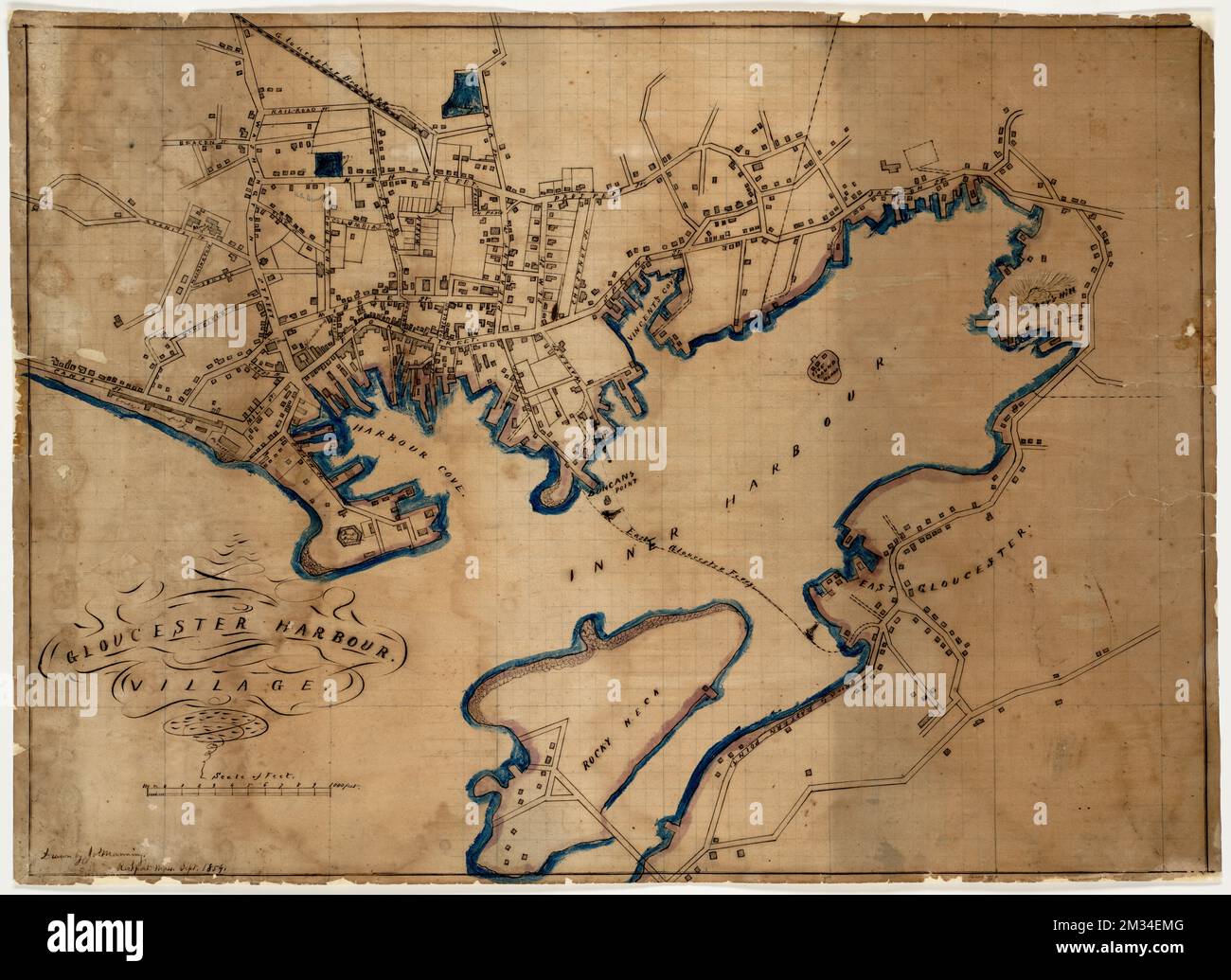 Gloucester Harbour, Village , Gloucester Mass., Maps, Manuscript ...