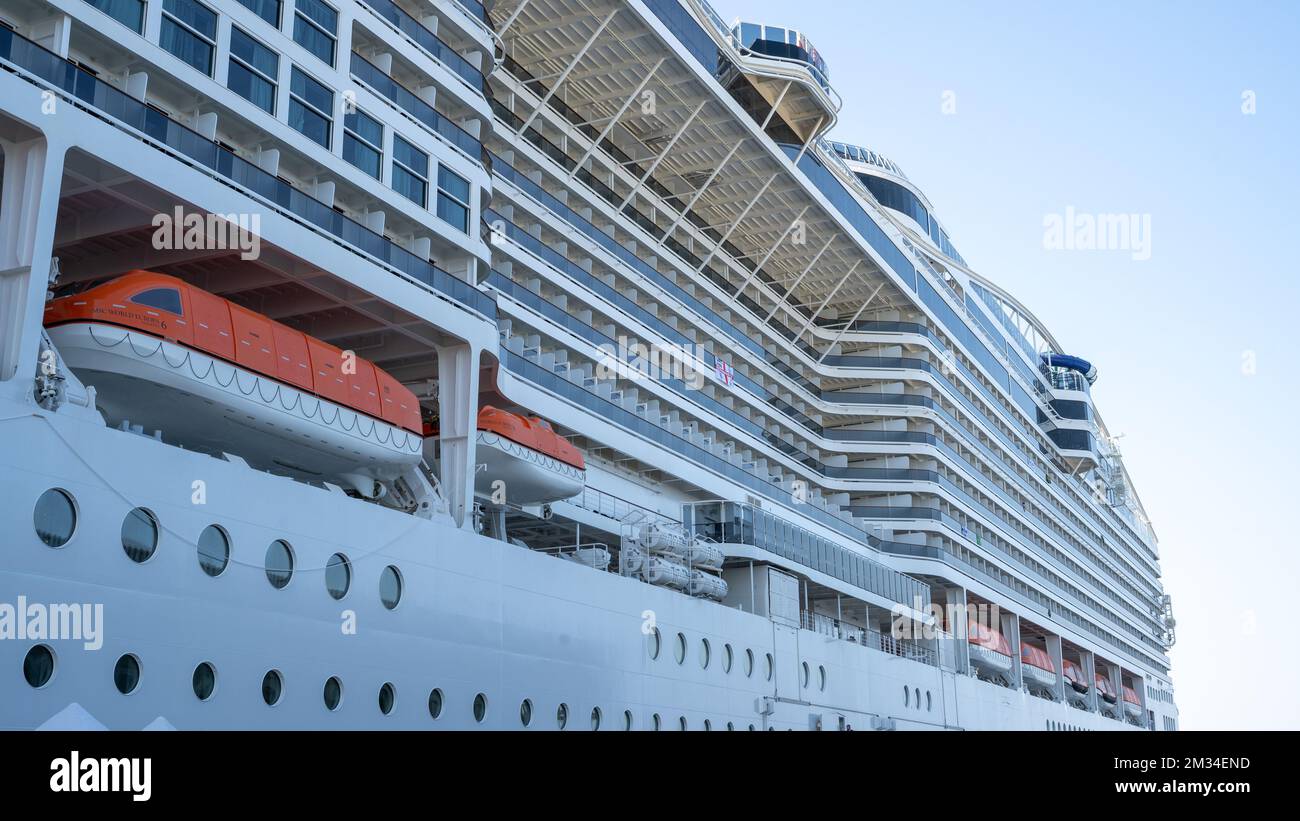 Doha,Qatar- December 12, 2022: MSC world europa cruise ship in Qatar ...