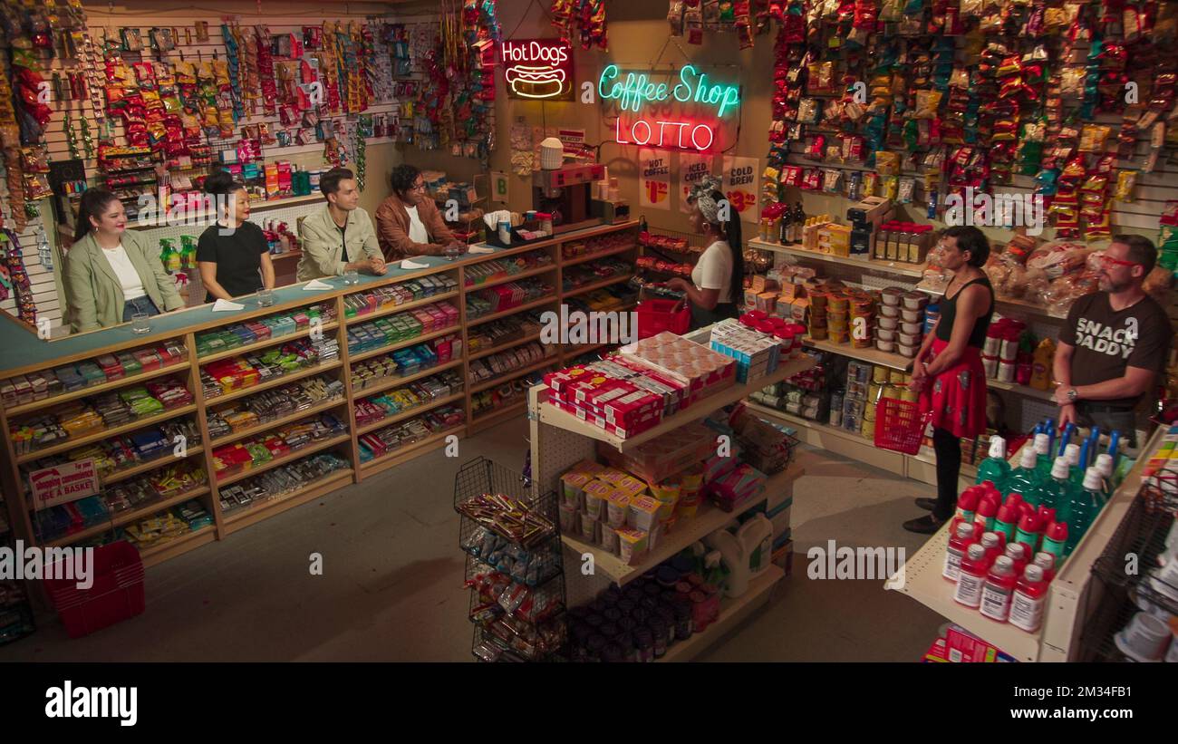 SNACK VS. CHEF, from left: host Megan Stalter, judge Helen Park, judge ...