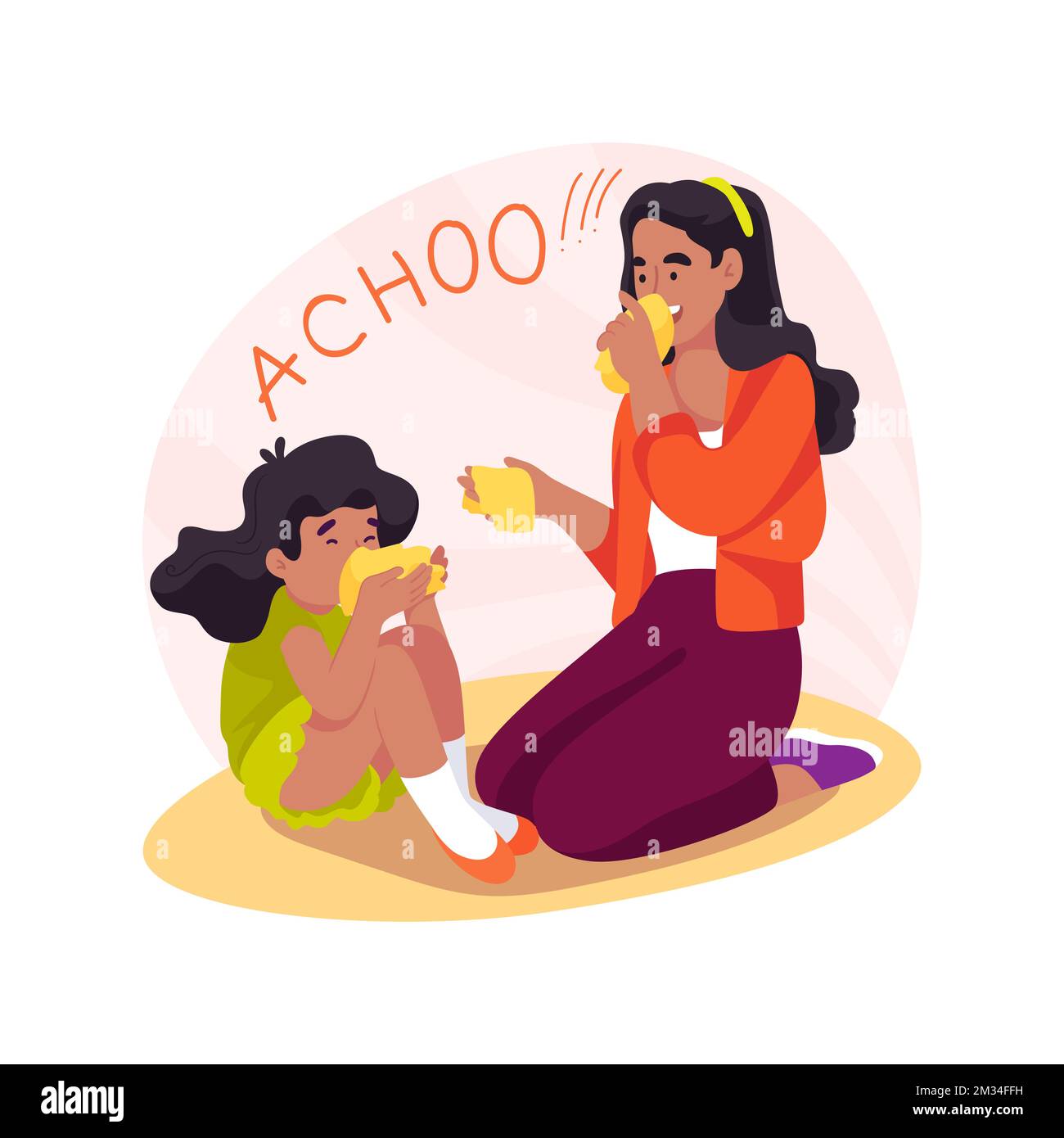 Teach to cover sneezing isolated cartoon vector illustration Stock ...