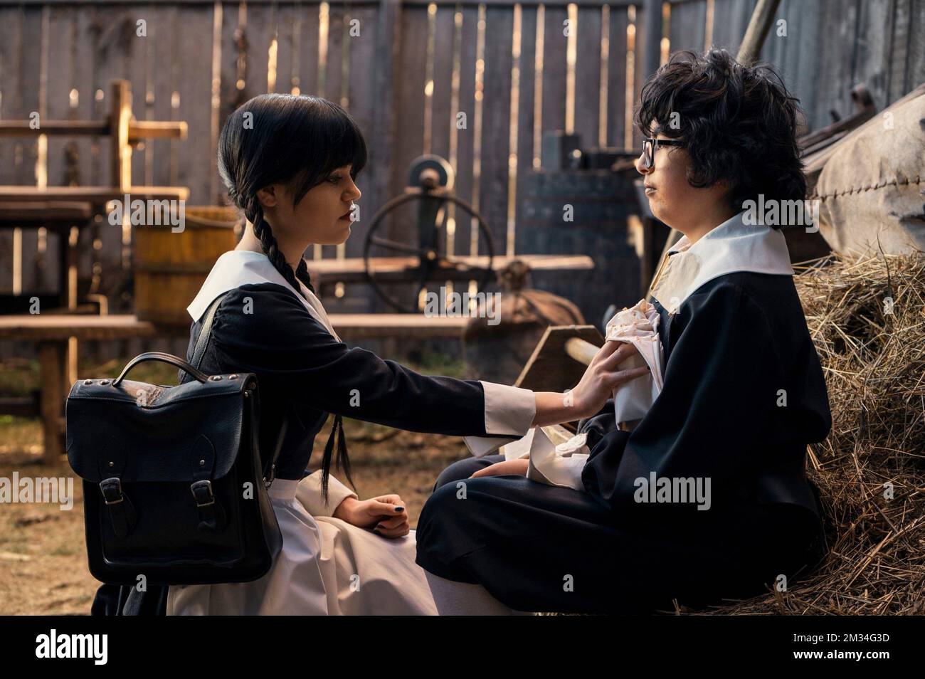 WEDNESDAY, from left: Jenna Ortega, Moosa Mostafa, 'Friend or Woe ...