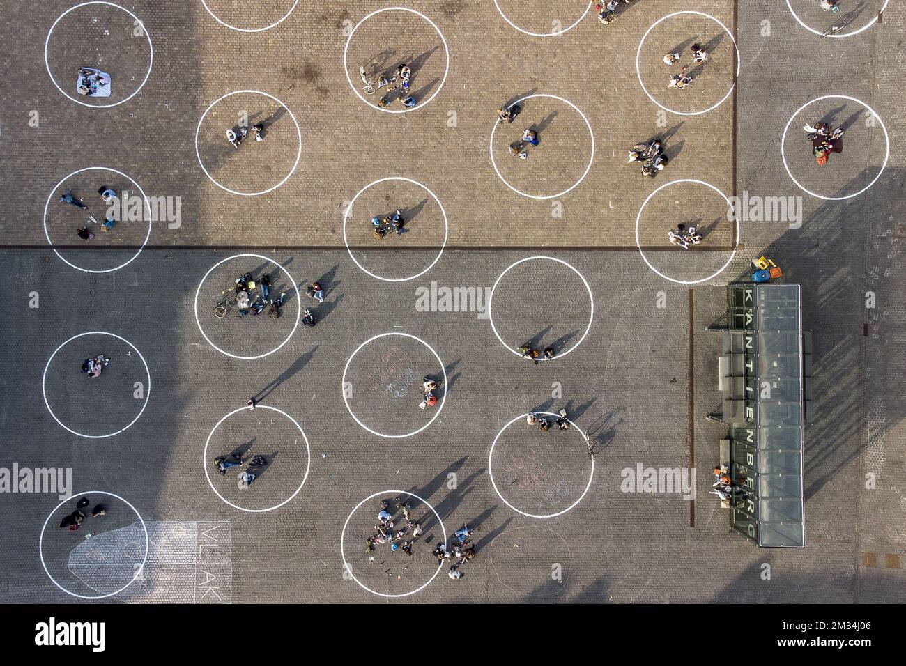 Illustration picture shows an aerial view of the social distancing ...