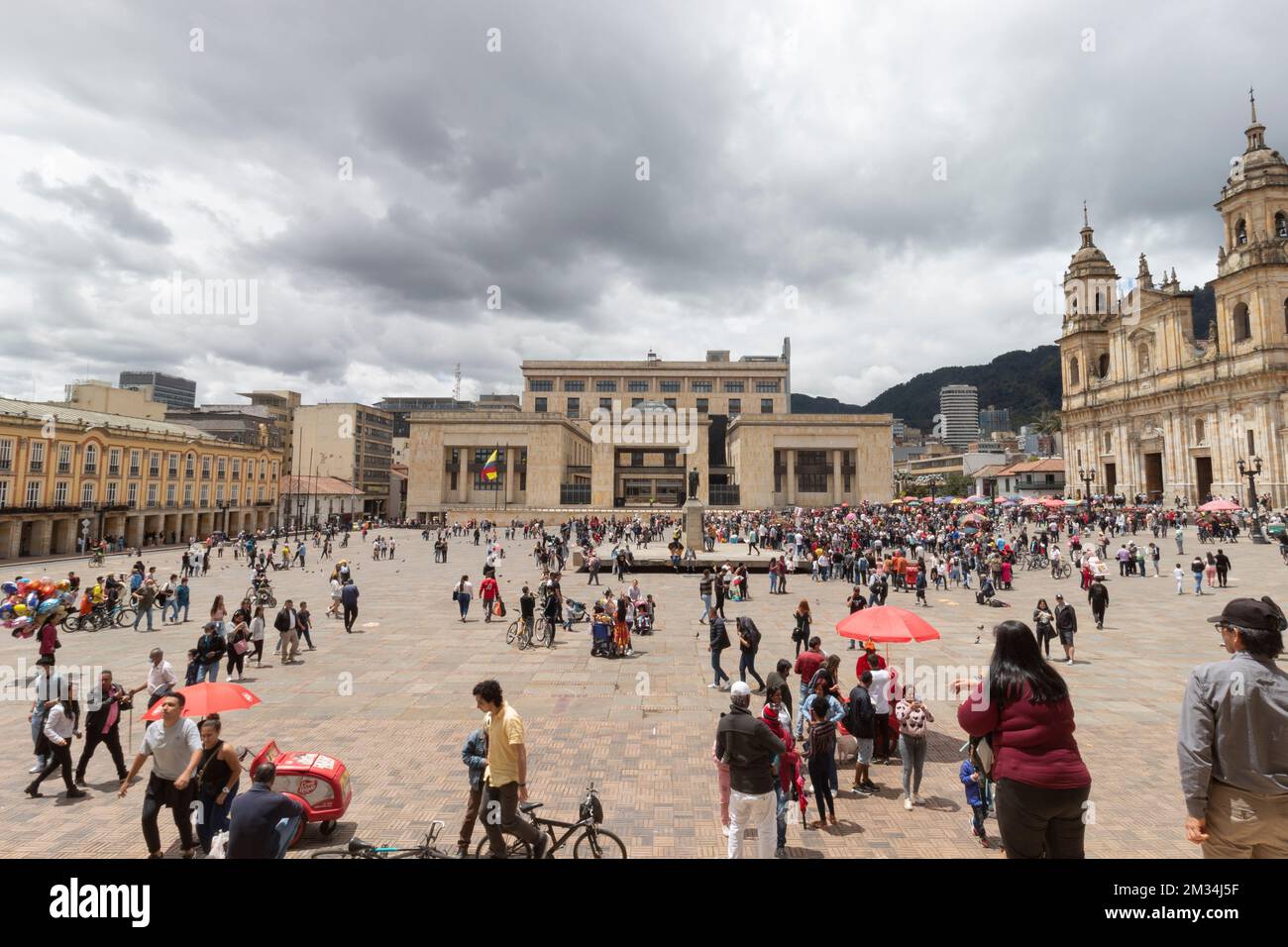 Panoramic view of Simon Bolivar square from national capitol building ...