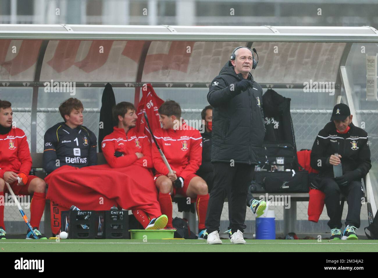 Belgium's head coach Shane McLeod pictured during a friendly hockey ...