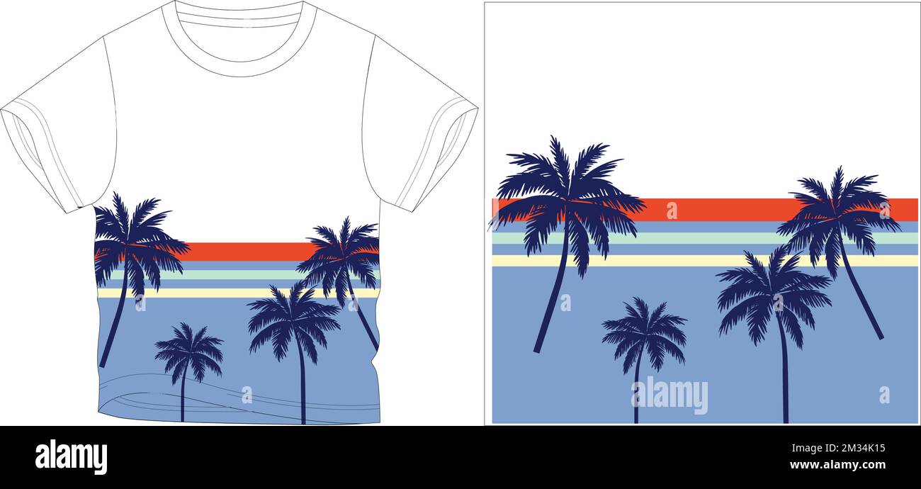 palm tree t shirt graphic design vector illustration digital file Stock ...