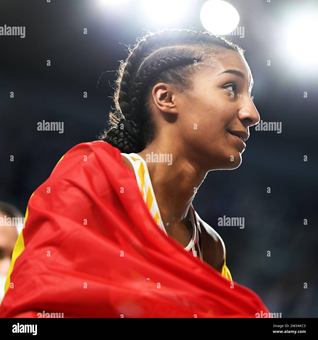 Belgian Nafissatou Nafi Thiam pictured after the 800m race, the last of ...