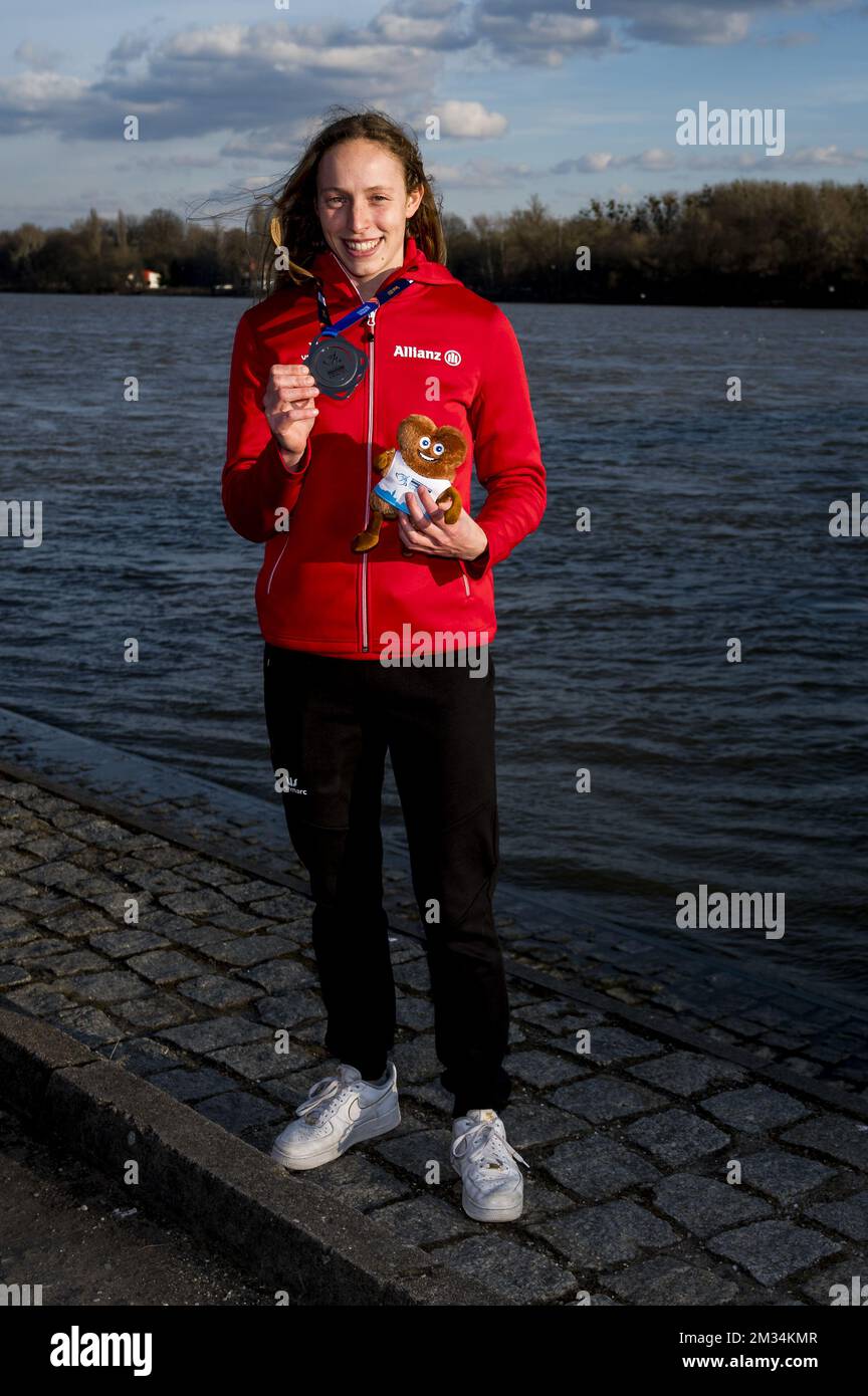 Noor Vidts poses with her medal during a photoshoot after Yesterday's ...