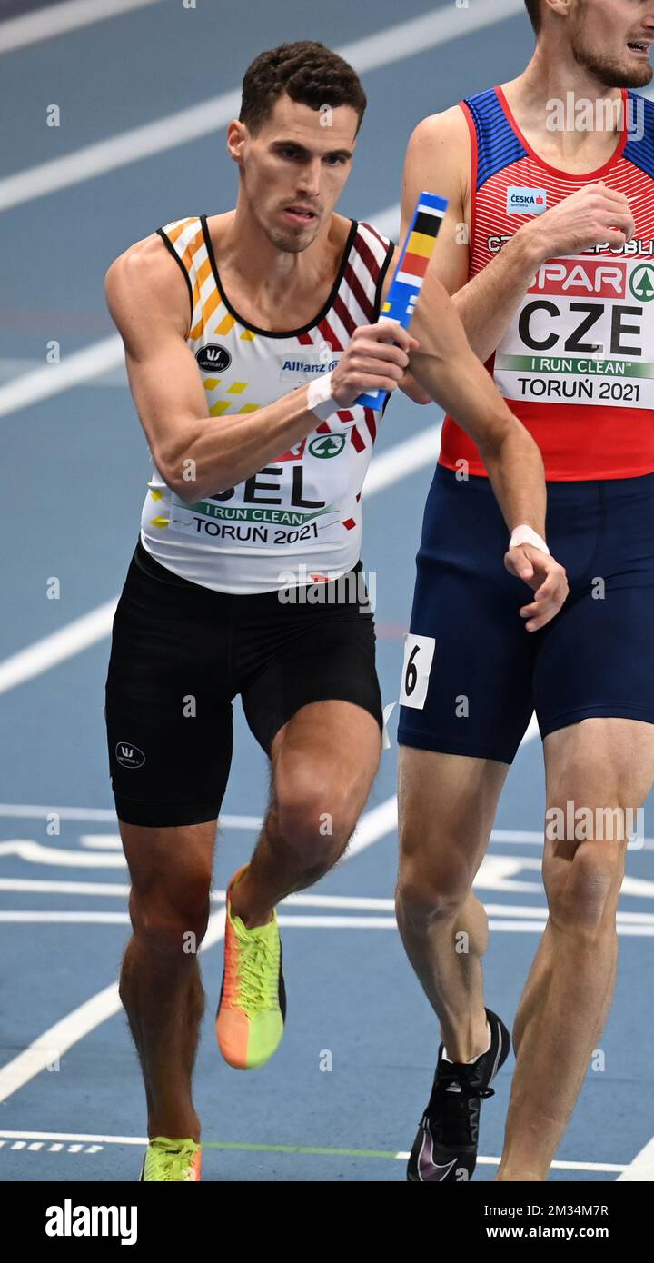 Belgian Kevin Borlee pictured in action during the men 4x400m relay ...