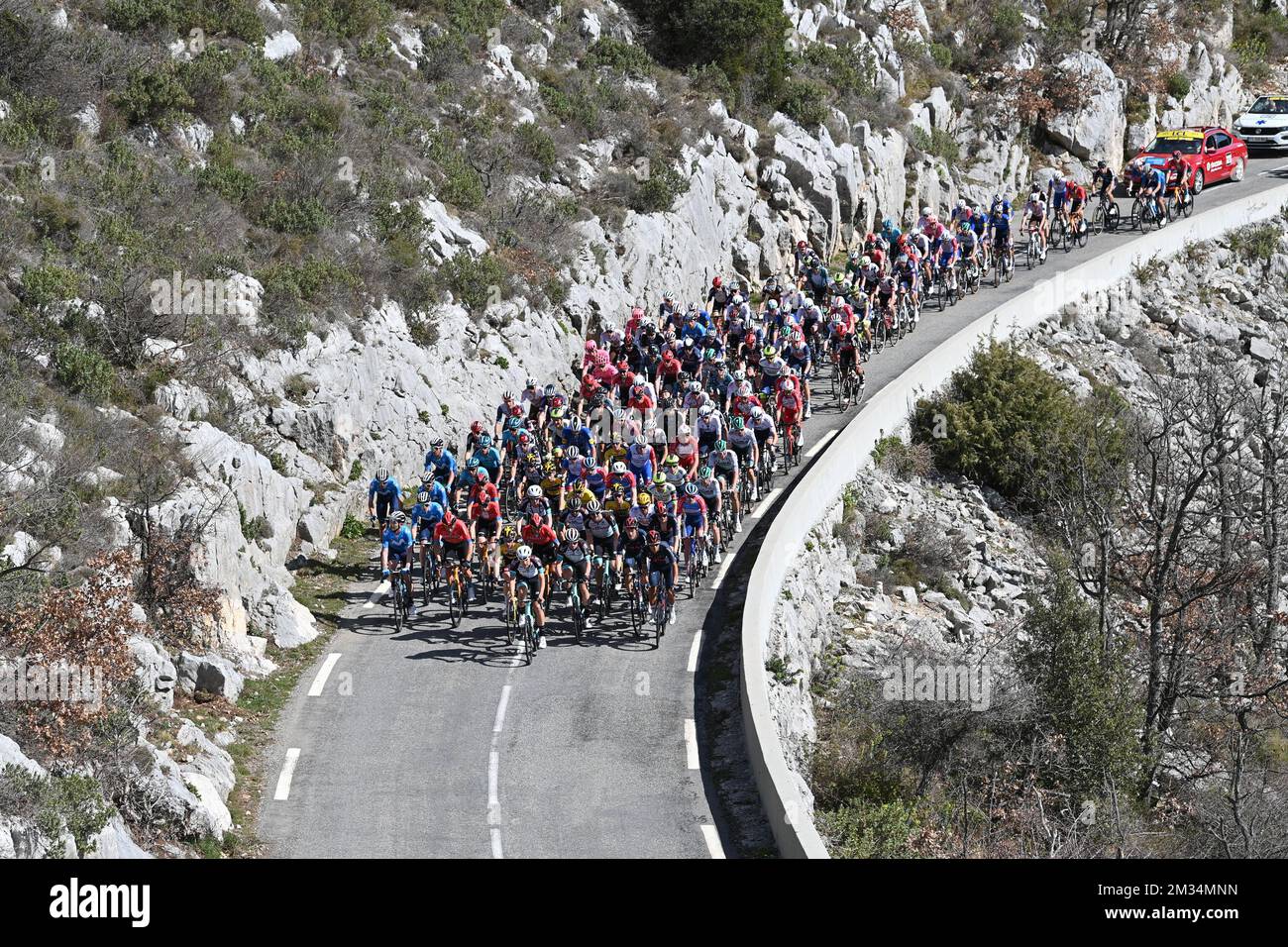 Illustration picture shows the pack of riders during the sixth stage of ...