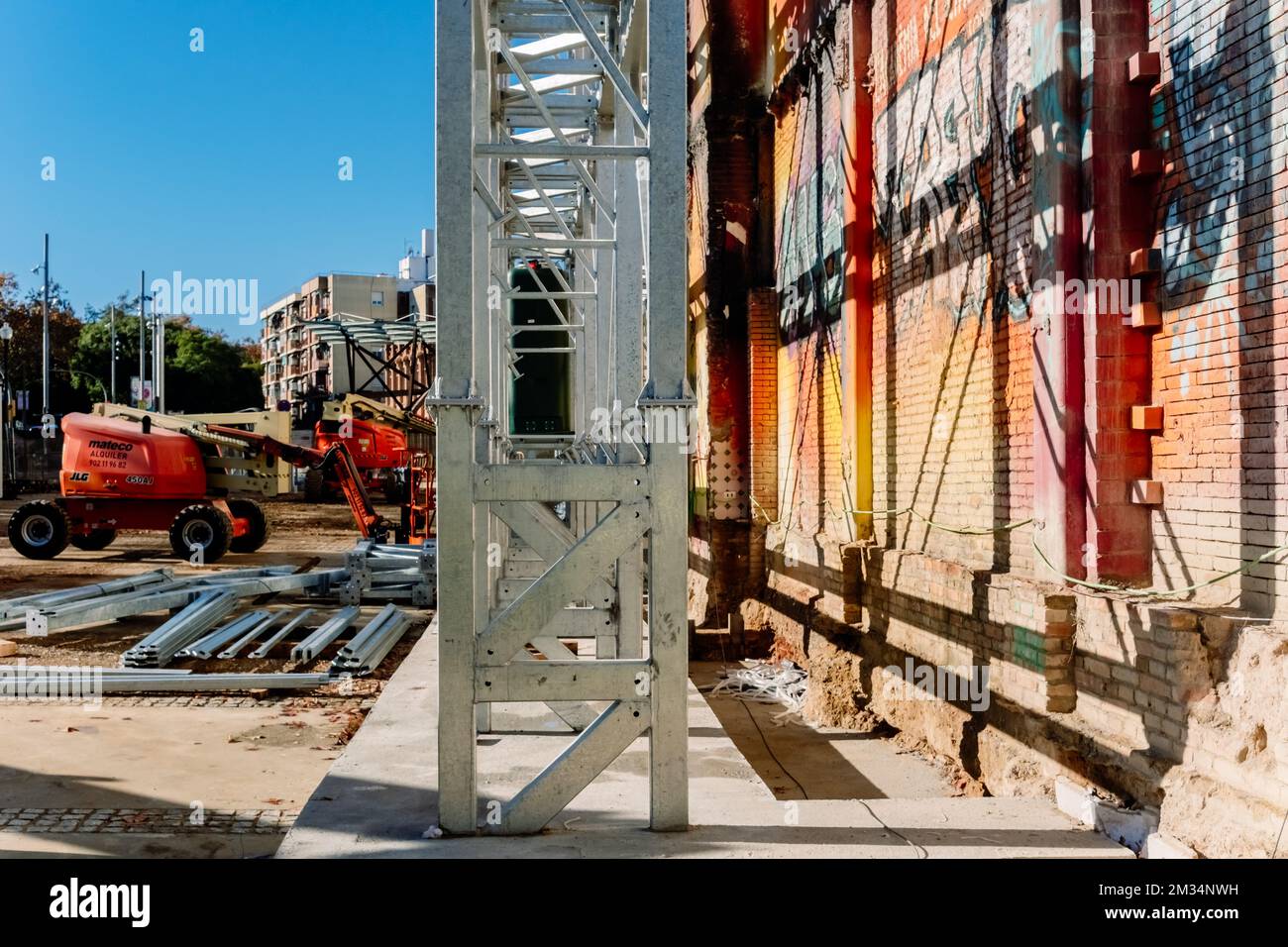 Barcelona, Spain - December 12, 2022: Metal support structure of large ...
