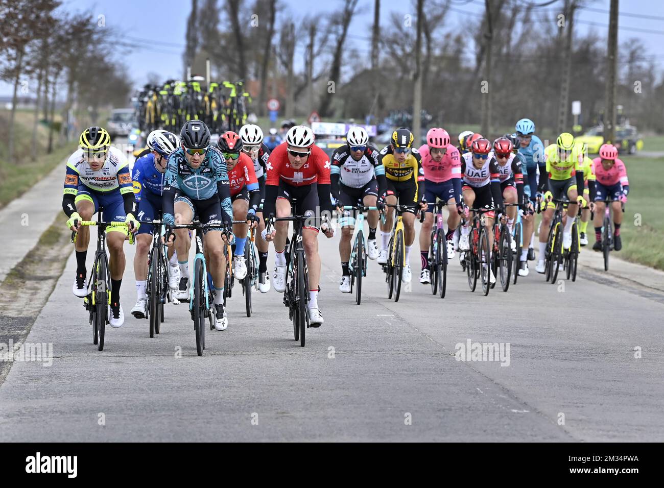 Illustration picture shows the leading group in action during the Gent ...