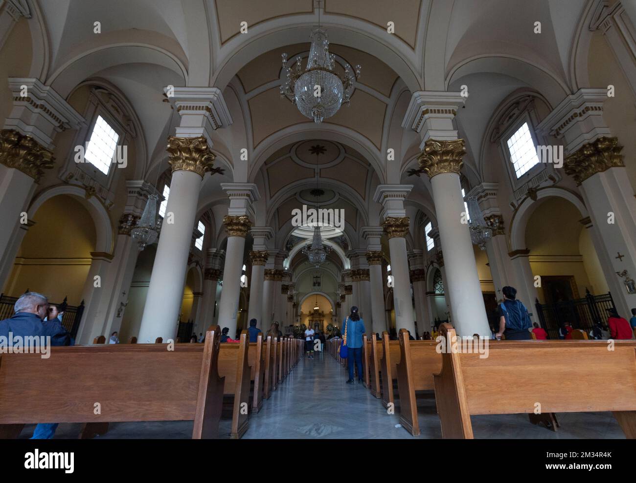 Primatial cathedral of Colombia inside neoclassical architecture Stock ...