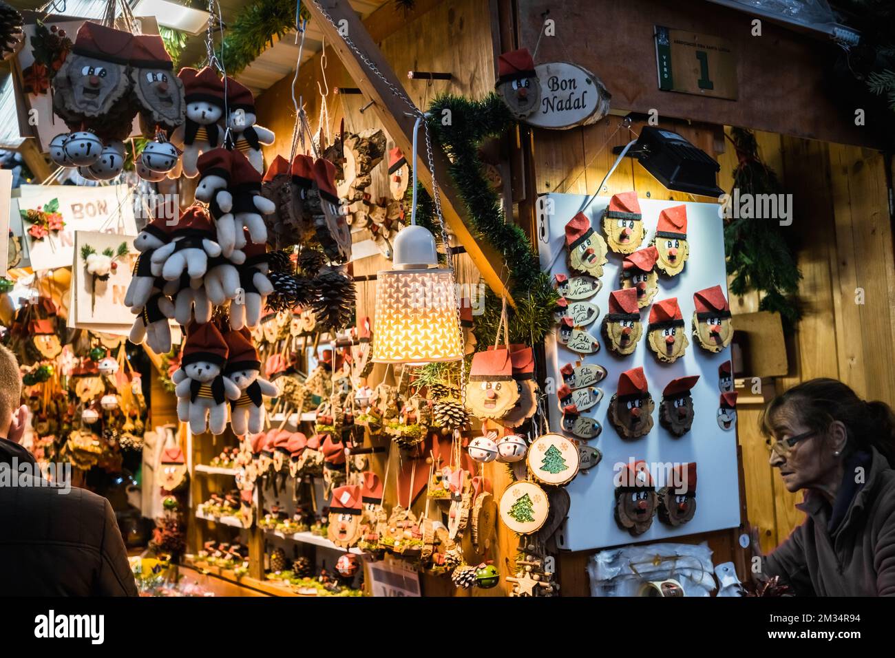 Barcelona, Spain - December 12, 2022: Christmas crafts and decoration ...