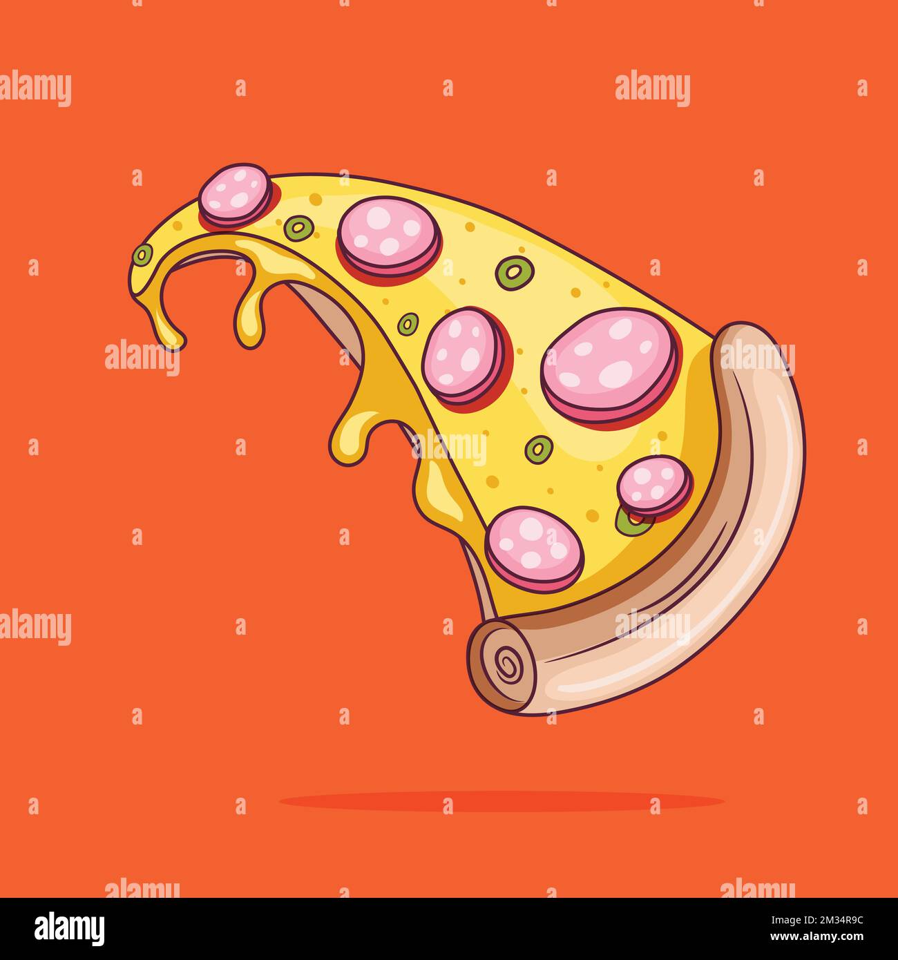 Vector illustration. Pizza slice with melted cheese and pepperoni ...