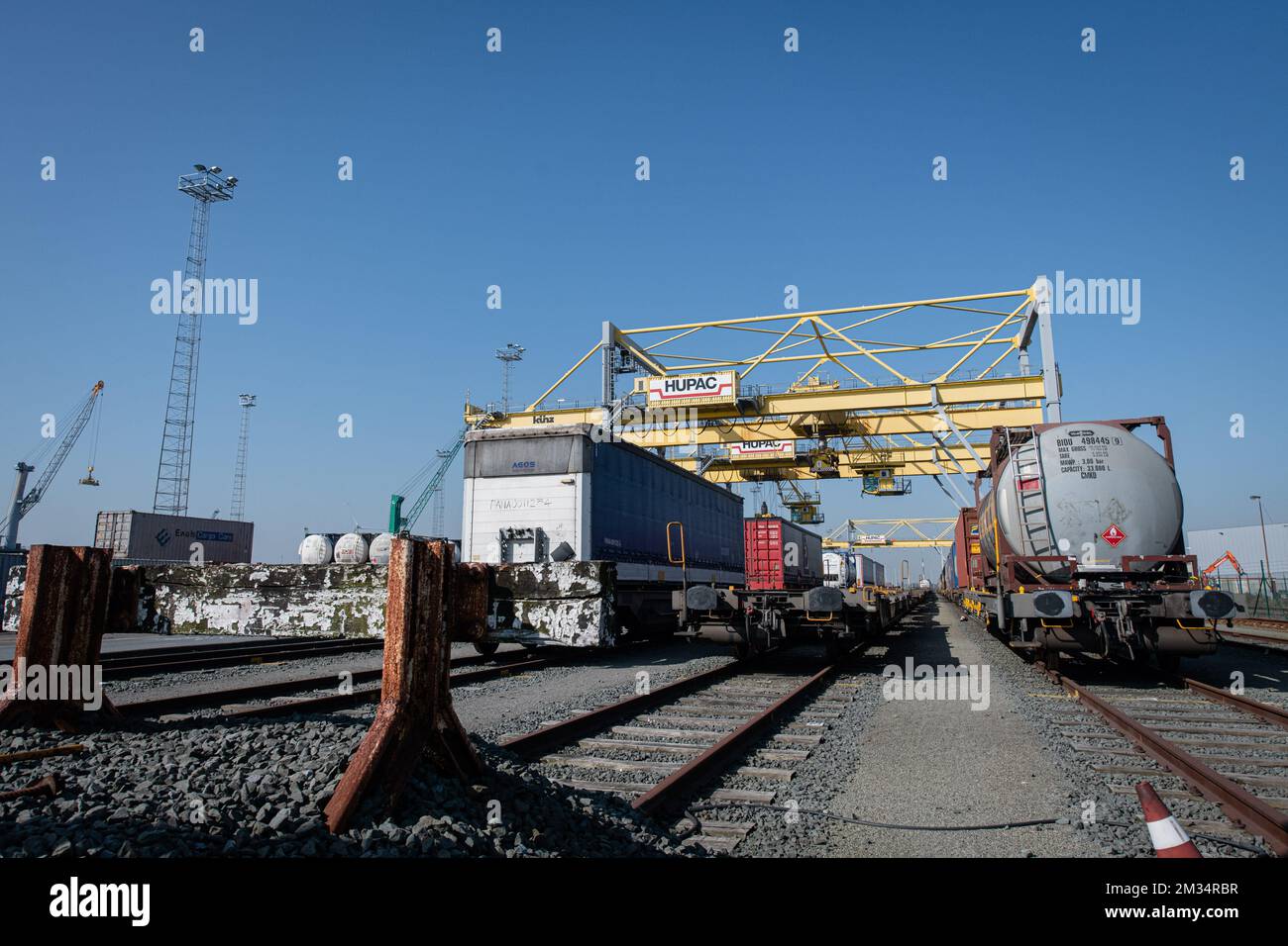 Illustration picture shows the HUPAC train terminal during a press ...