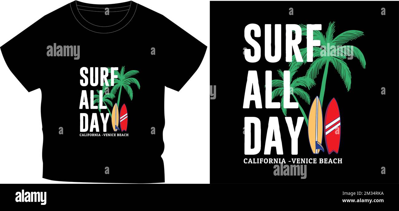 surf all day t shirt graphic design vector illustration digital file ...